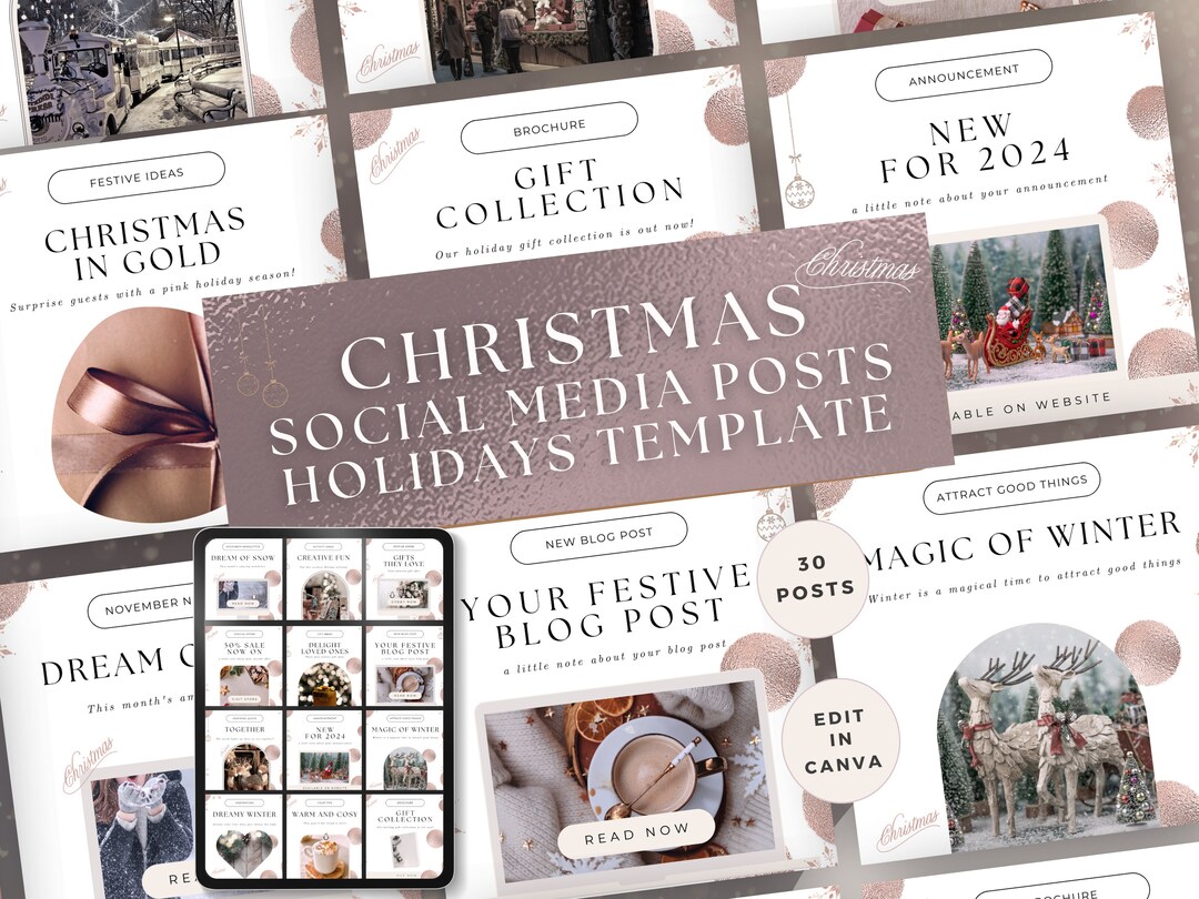 Christmas Social Media Posts for Business, Holiday Stories Editable ...