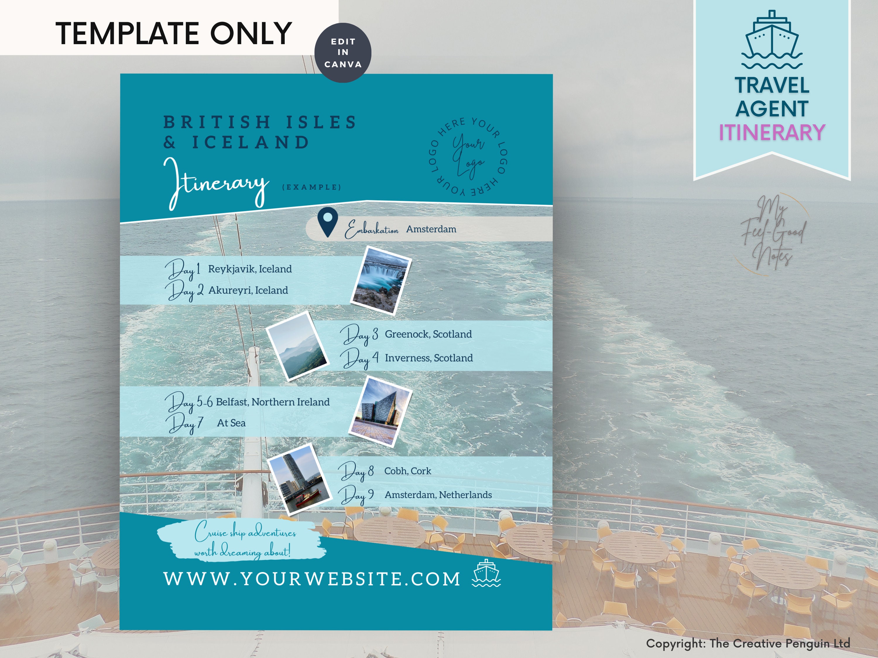 Travel Itinerary Template Canva, Cruise Flyer, Editable Premade Diy E ...