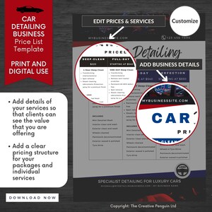 Car Detailing Price List Template Business | Editable Pricing | Canva ...