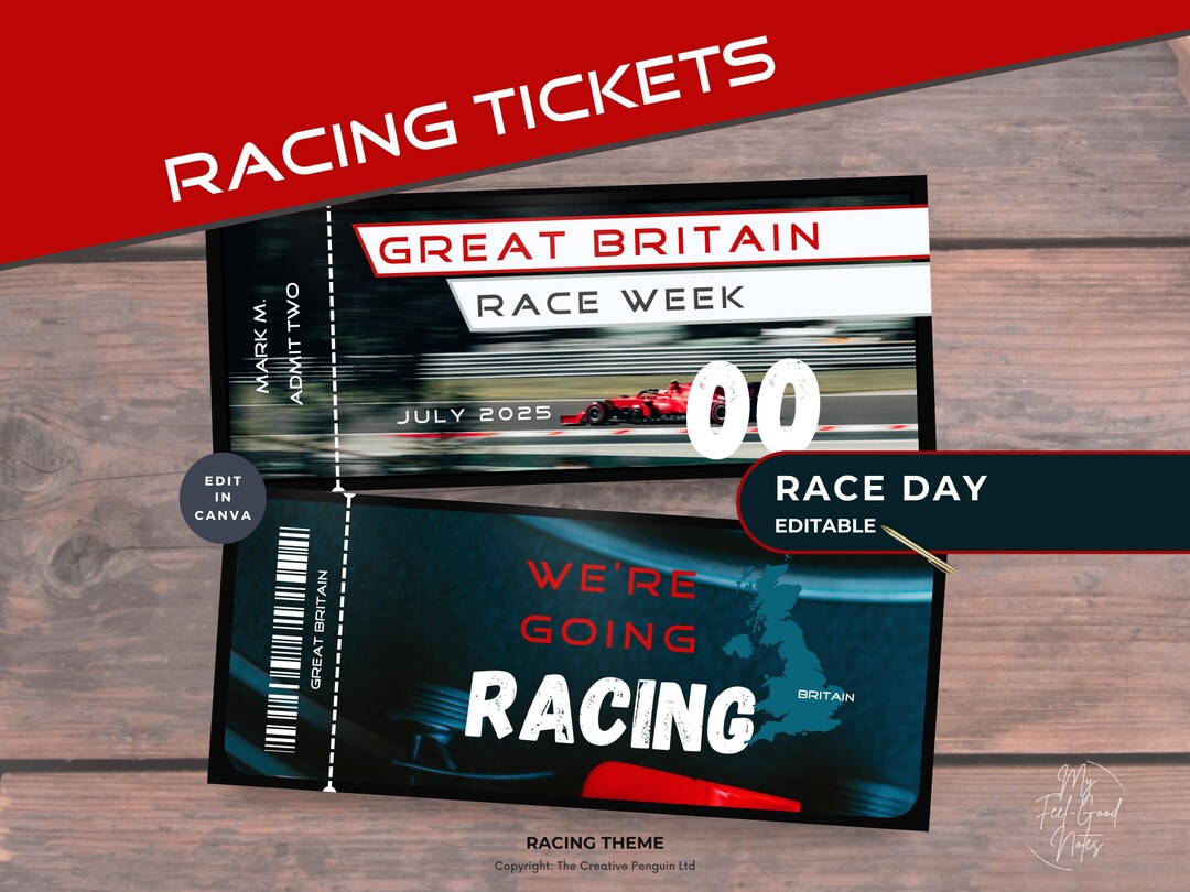 Race Car Tickets, Racing Template, Motorsport, Gift Certificate ...