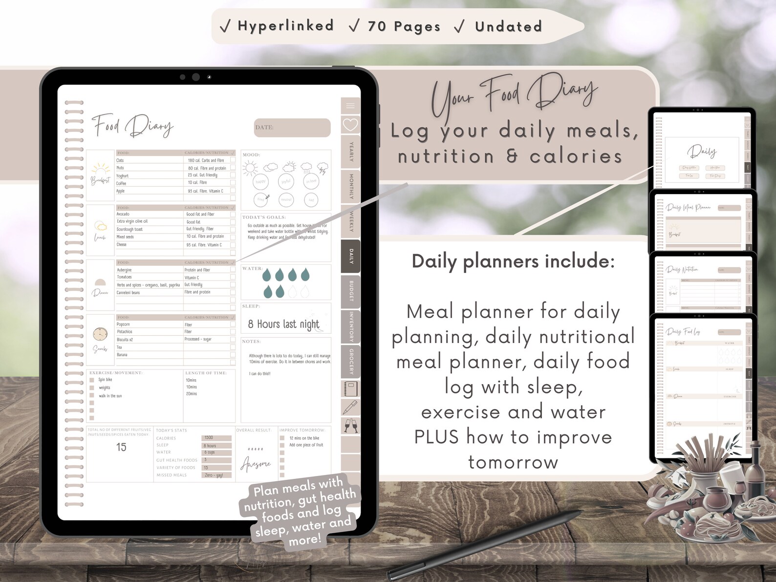 Digital Meal Planner and Recipe Book, Meal Prep, Goodnotes Food Journal ...