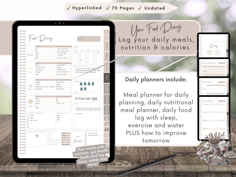 Digital Meal Planner and Recipe Book, Meal Prep, Goodnotes Food Journal ...