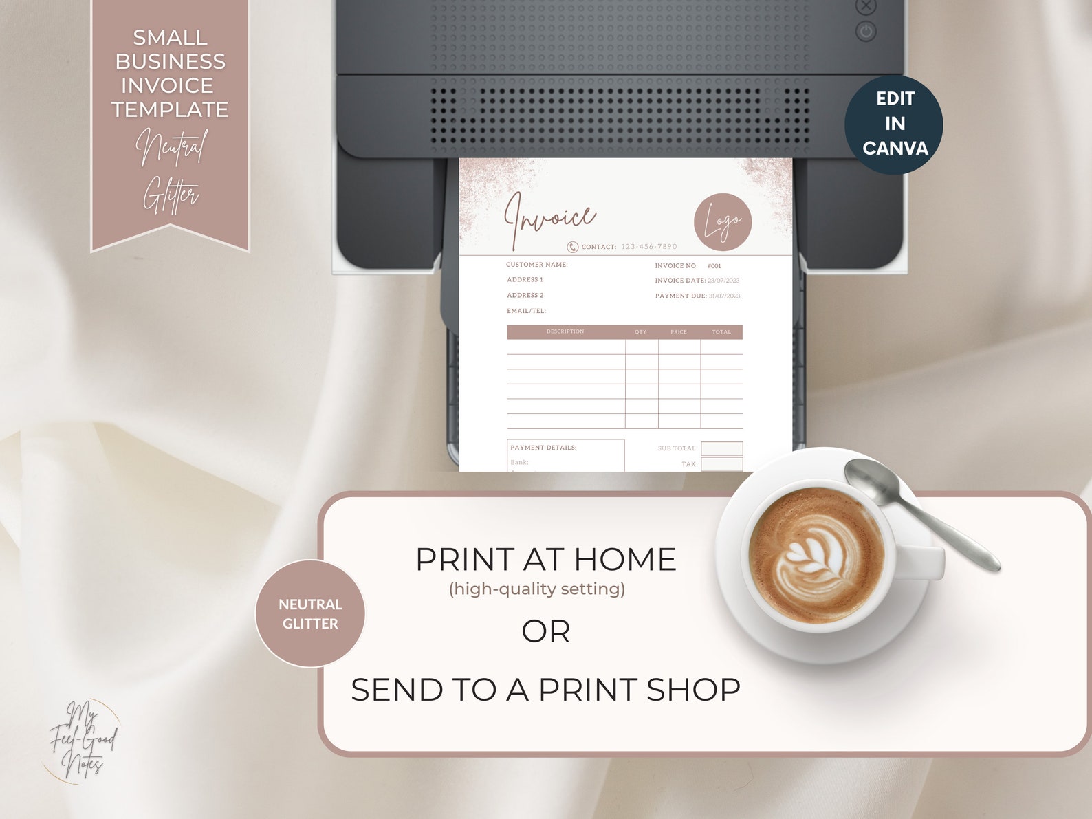 Simple Billing Invoice Template, Business DIY, Digital Canva Editable ...