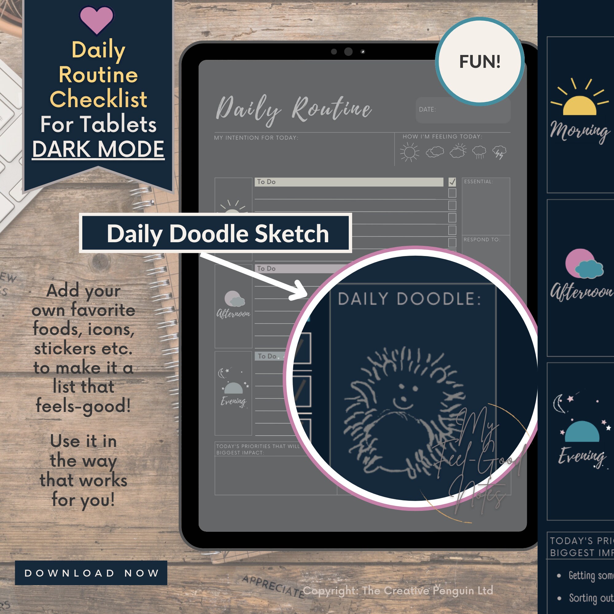 Goodnotes Planner Dark Mode Blue Templates Daily Routine Checklist ...