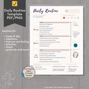 Daily Routine Checklist Adult | Daily Routine Tracker | A4 and Us ...