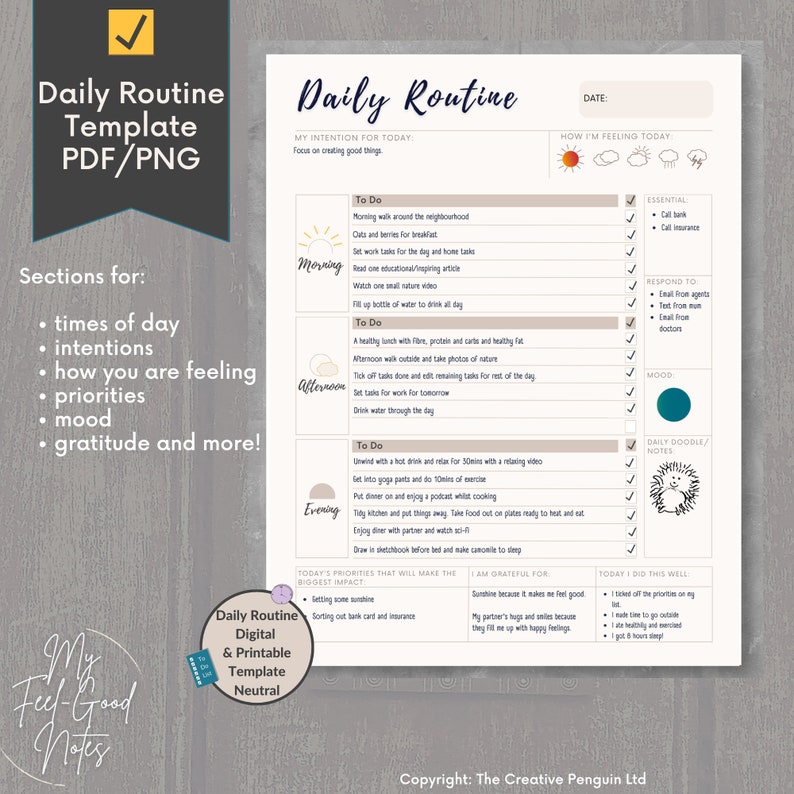 Daily Routine Checklist Adult | Daily Routine Tracker | A4 and Us ...
