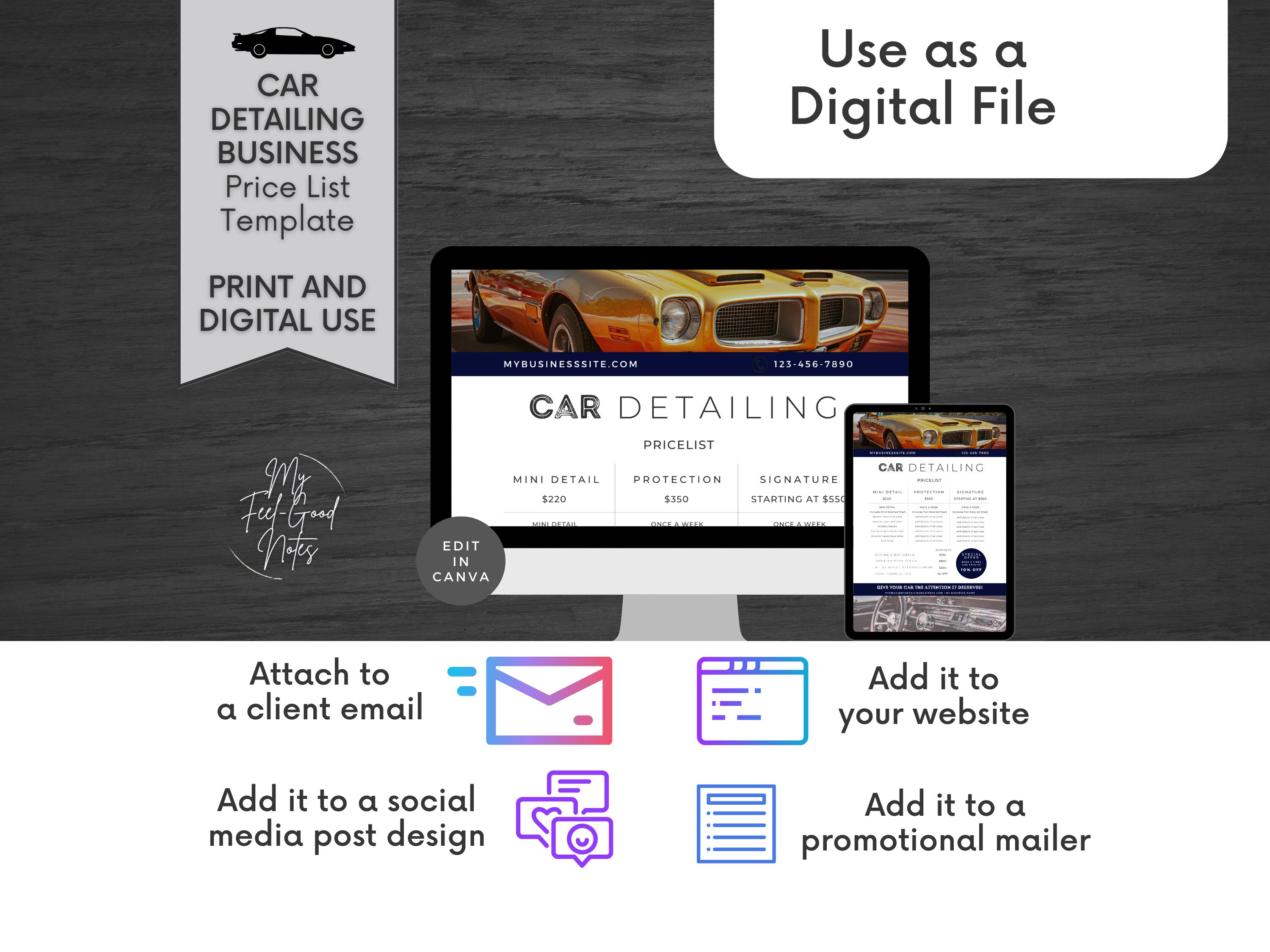 Car Detailing Price List Template Business | Editable Pricing | Canva ...