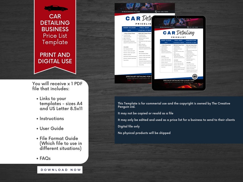 Car Detailing Price List Template Business Editable Pricing Canva ...