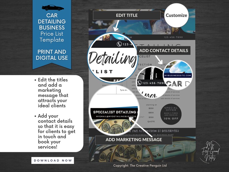 Car Detailing Price List Template Business Editable Pricing Blue Canva ...