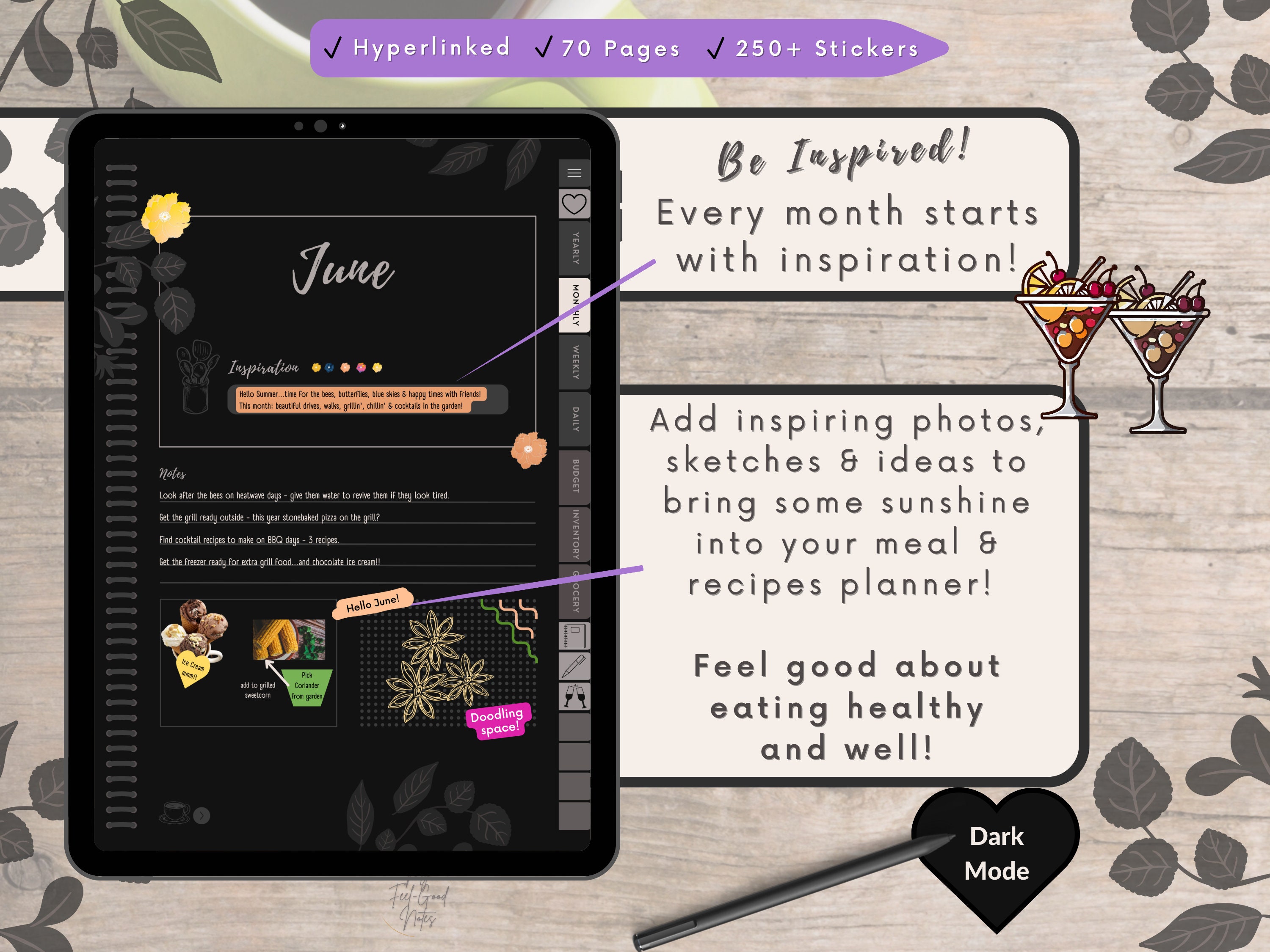 Digital Meal Planner and Recipe Book, Food Journal Goodnotes Planner ...