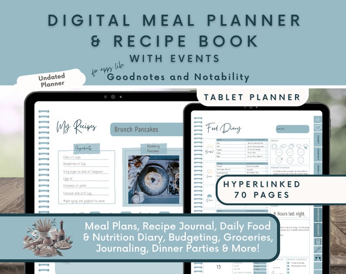 Digital Recipe Book, Digital Food Diary, Customized Blank Notebook ...