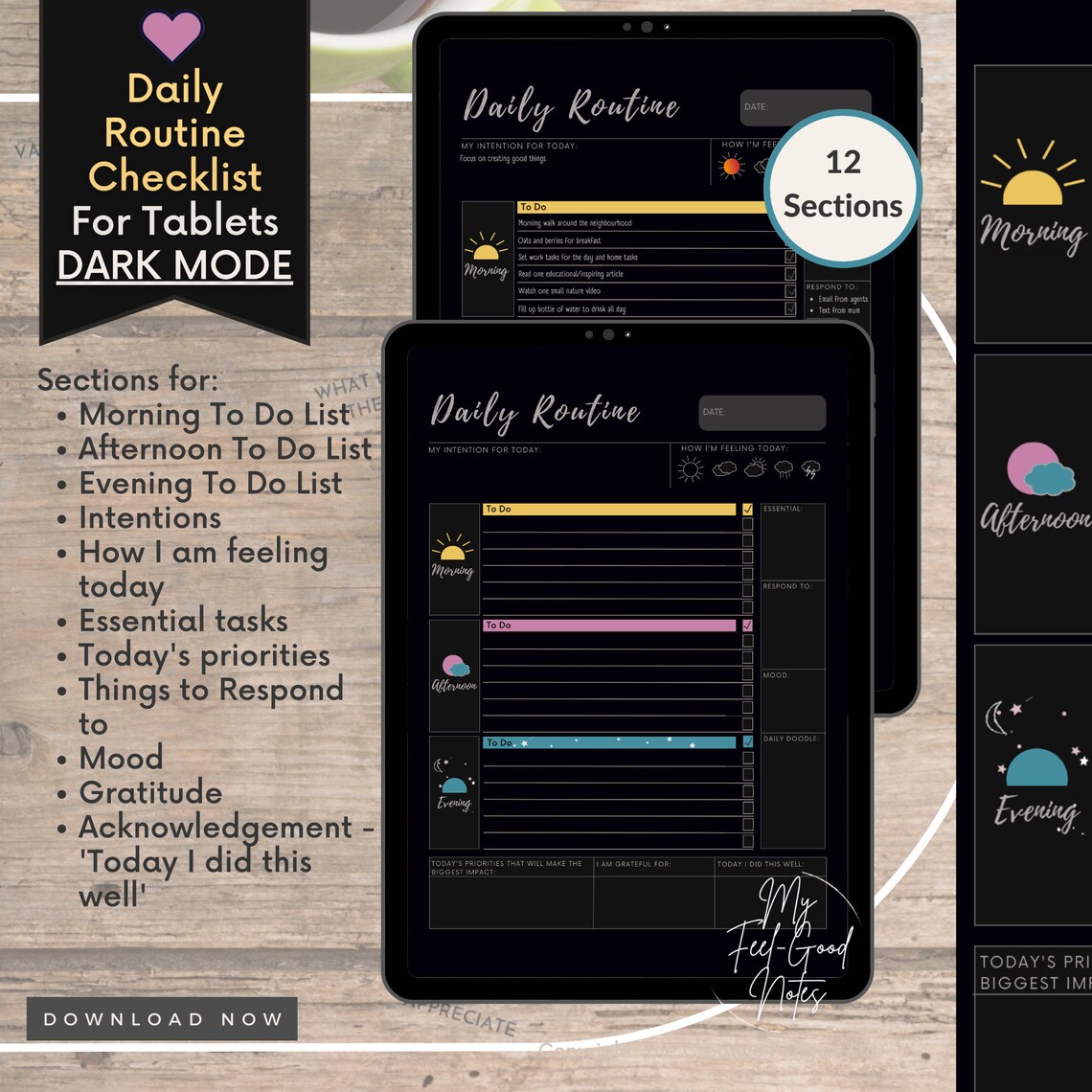 2023 Digital Planner Goodnotes Dark Mode Planner Daily Routine ...