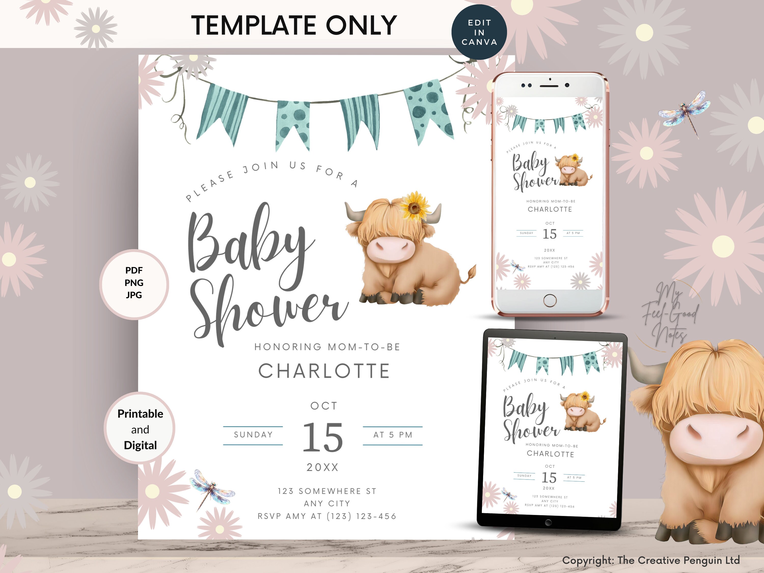 Highland Cow Baby Shower Bundle, Baby Shower Game Bundle, Holy Cow ...