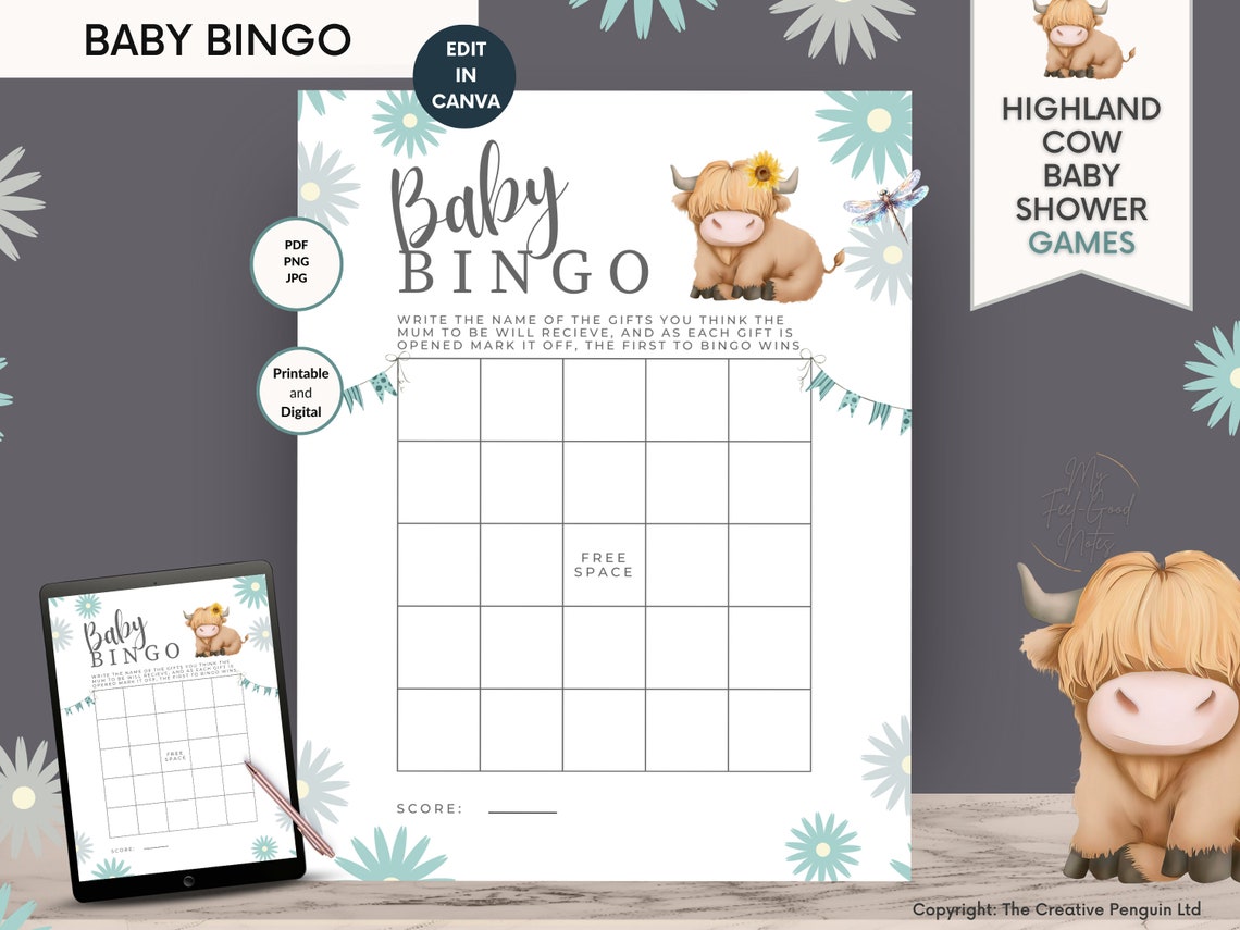 Most Fun Baby Shower Games, Highland Cow Bundle, Funny Printable Games ...