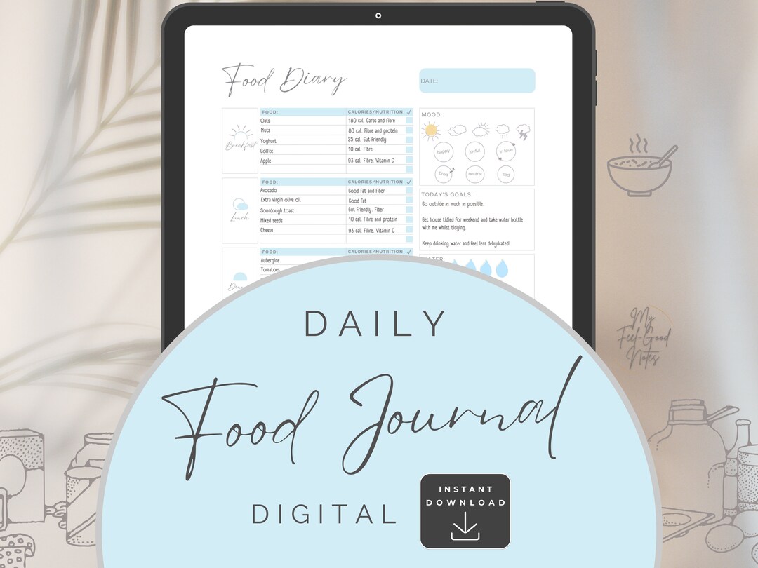 Mindful Eating Food Journal Digital Diary PDF Daily Planner - Etsy