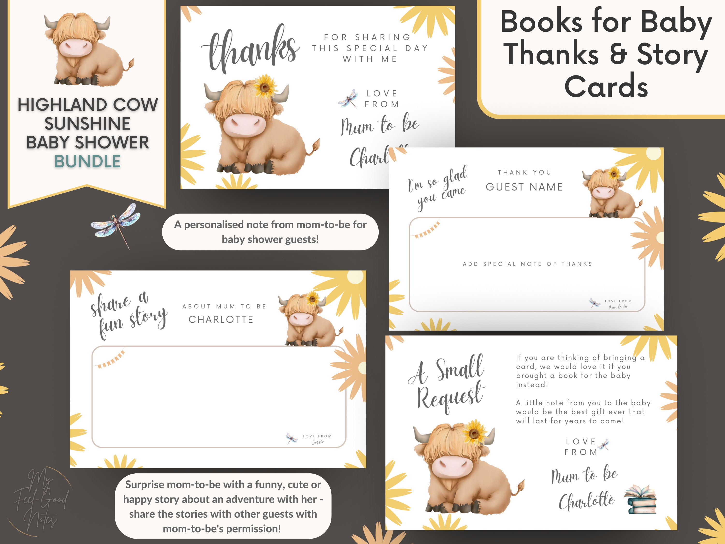 Sunshine Baby Shower Invite Bundle, Highland Cow Yellow Games, Holy Cow ...