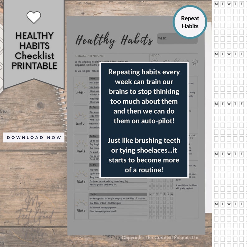 Daily Habit Tracker Printable Healthy Habits Checklist Minimal Grey ...