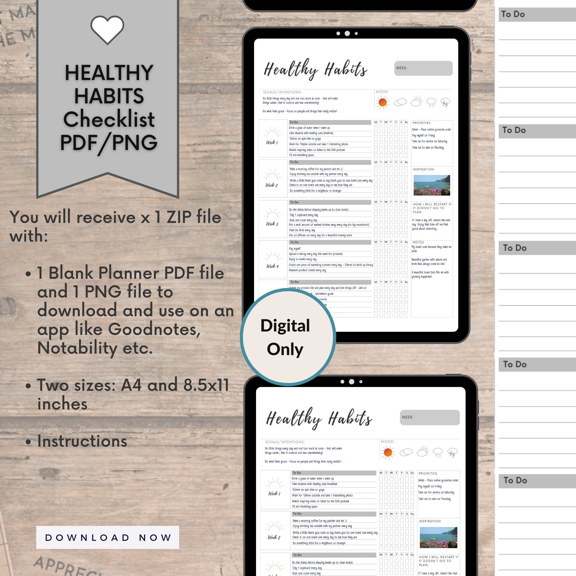 Habit Tracker Template Goodnotes Digital Planner Weekly Habit Healthy ...
