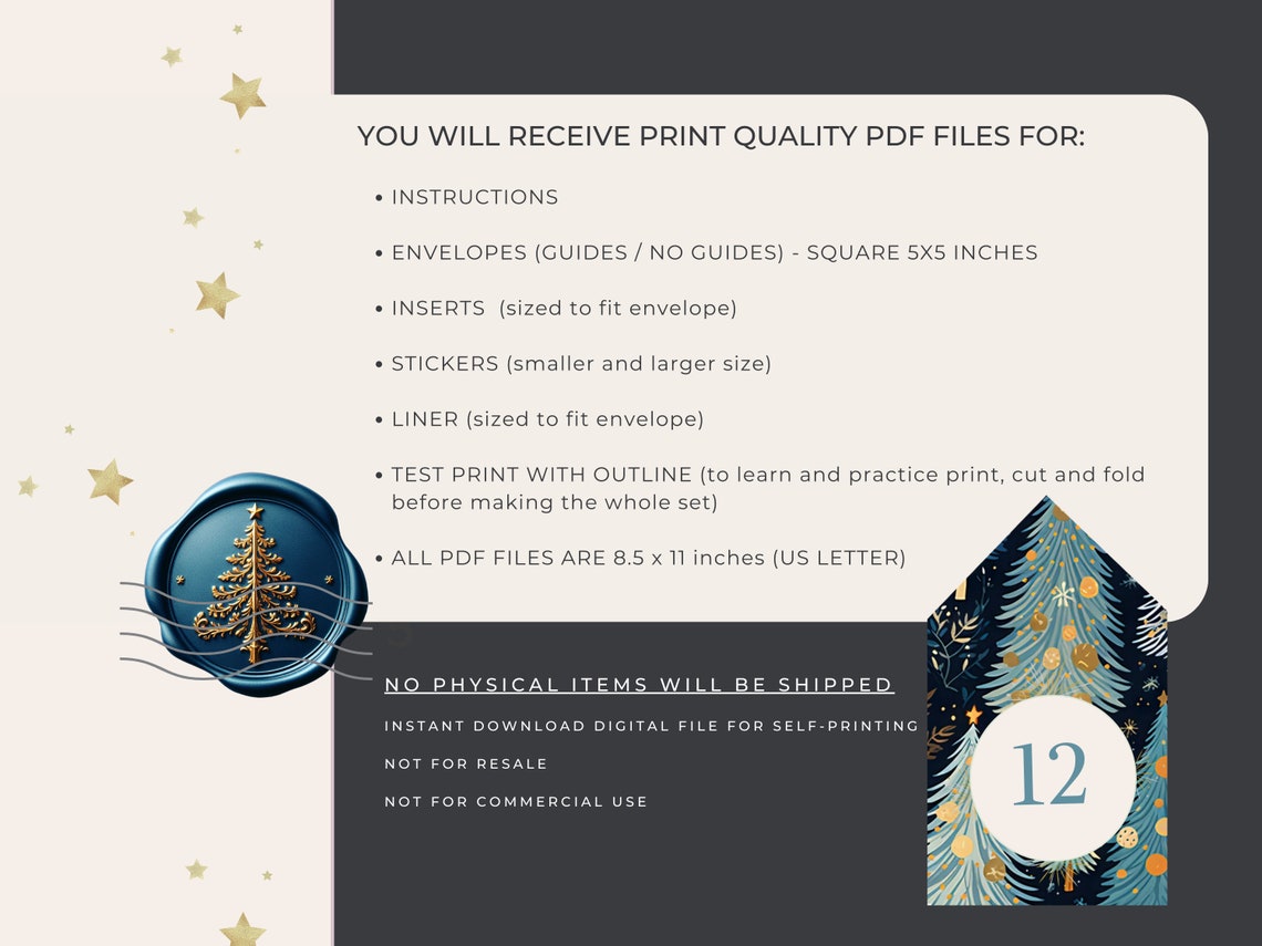 Advent Calendar Kit Printable DIY, Activities Cards, Christmas ...