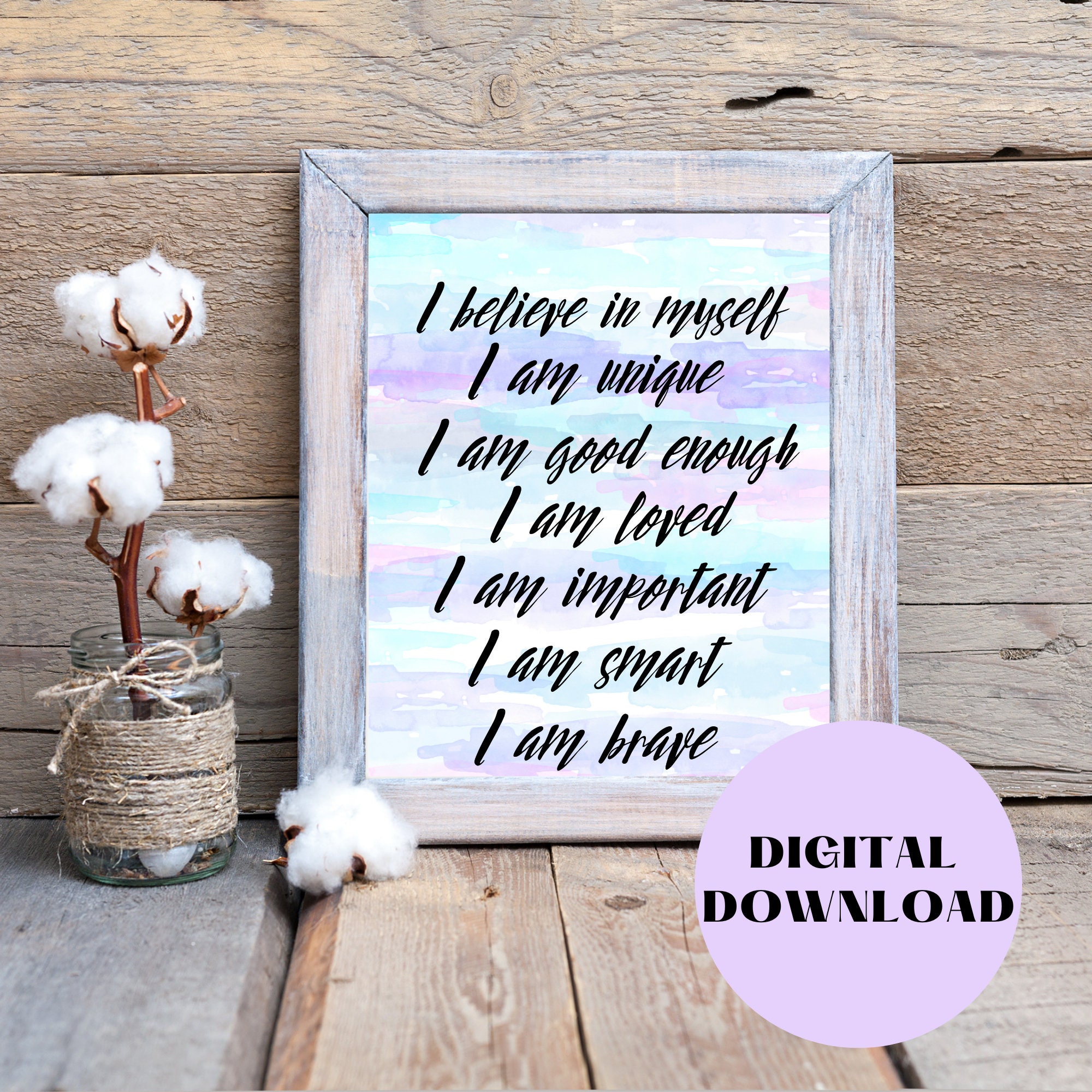 Positive Affirmation Wall Art Printable Digital Download I Believe in ...