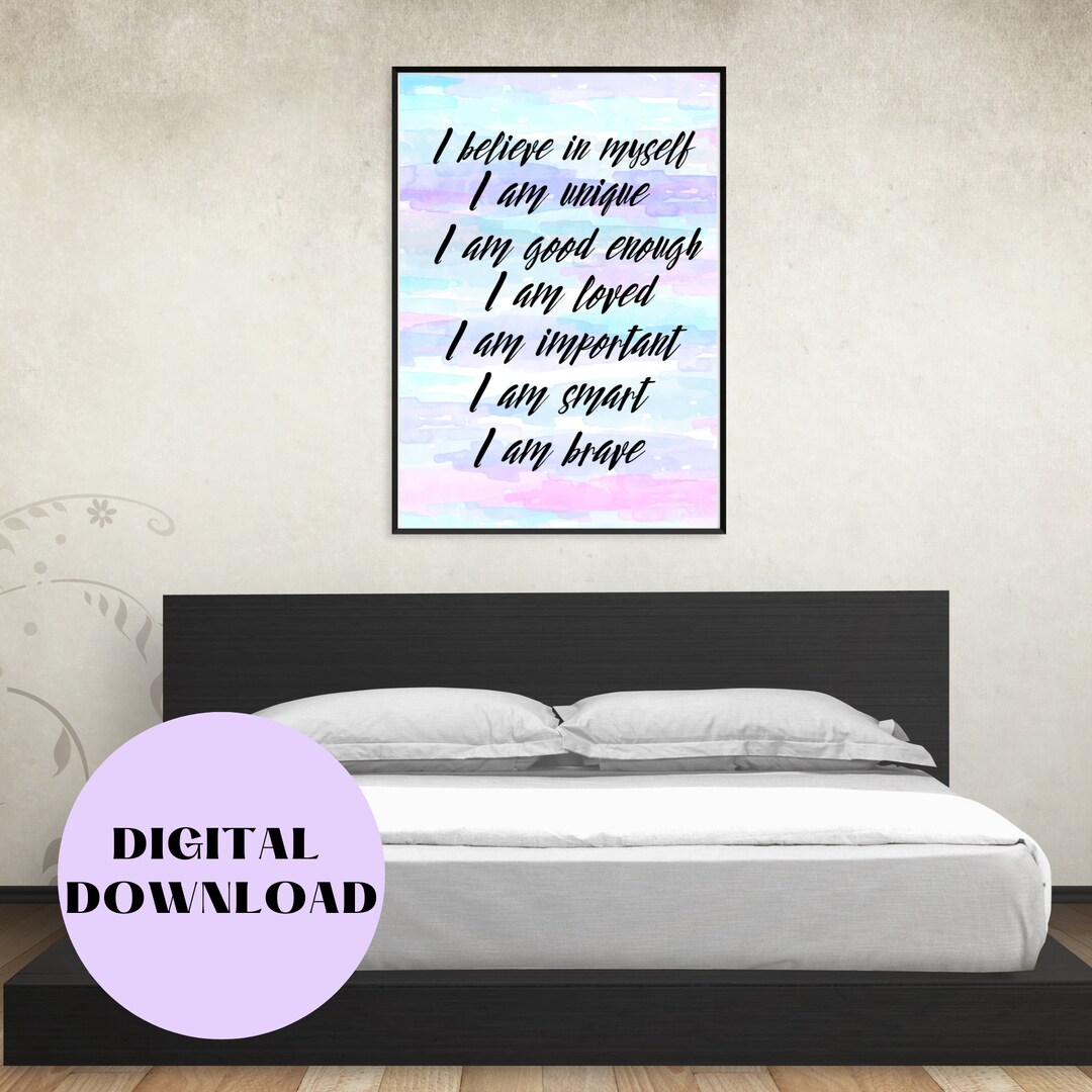 Positive Affirmation Wall Art Printable Digital Download I Believe in ...