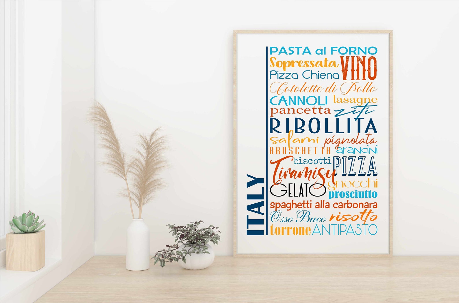 Italy Food Sign Printable Wall Art Traditional Italian Dishes Food List ...
