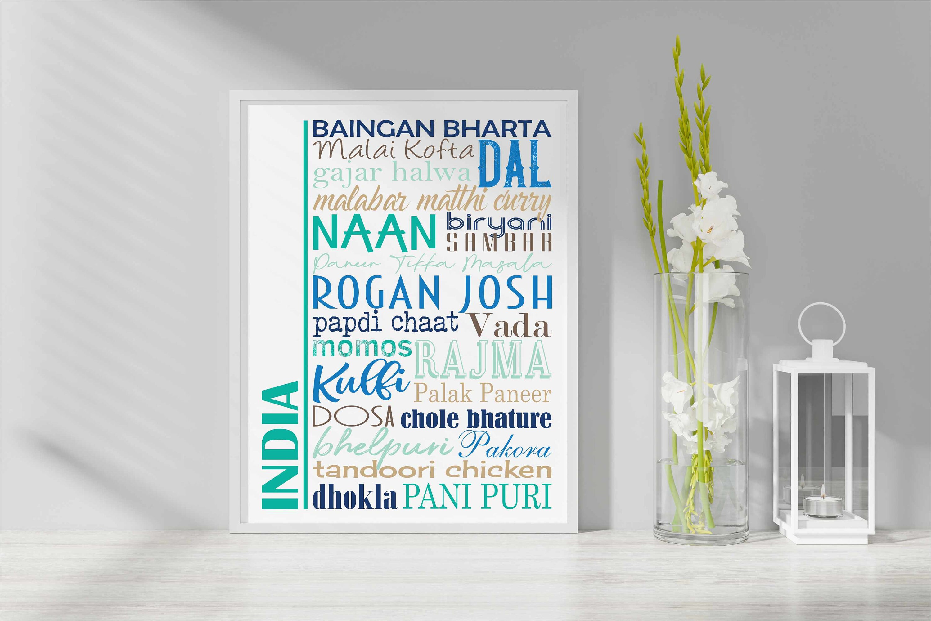 India Food Sign Printable Wall Art Traditional Indian Dishes Food List ...