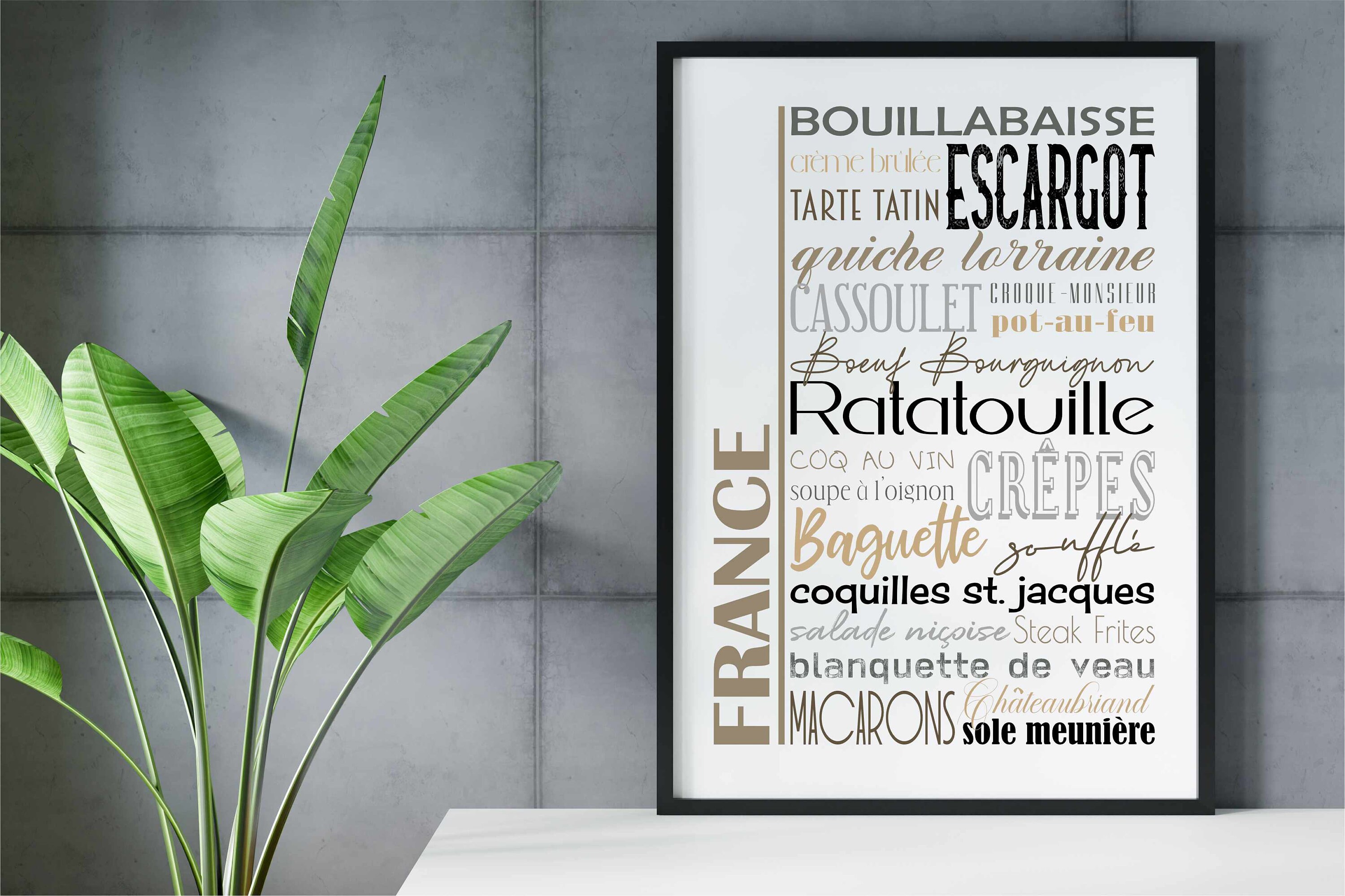 France Food Sign Printable Wall Art Traditional French Dishes Food List ...