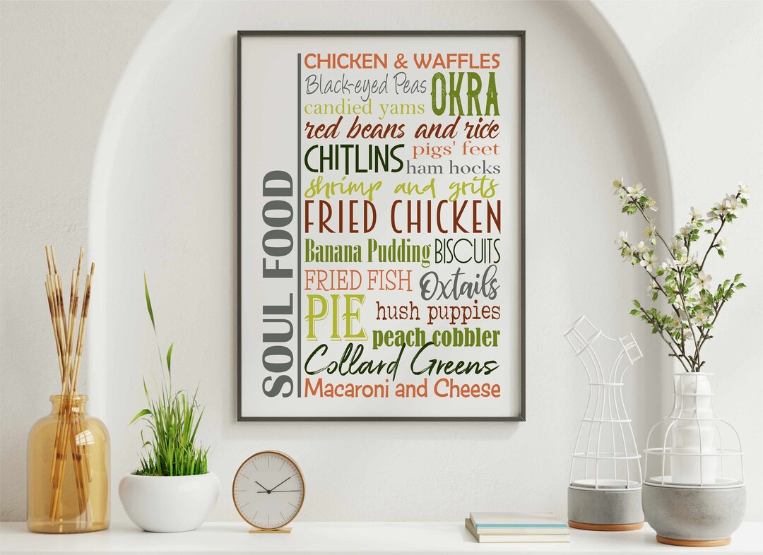 Soul Food Sign Printable Wall Art Traditional Southern Soul Food Dishes ...