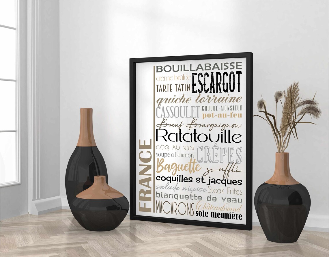 France Food Sign Printable Wall Art Traditional French Dishes Food List ...