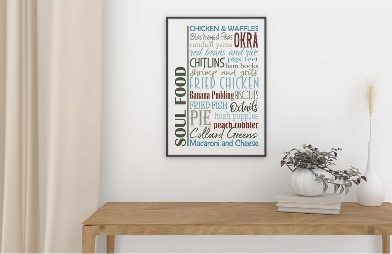 Soul Food Sign Printable Wall Art Traditional Southern Soul Food Dishes ...