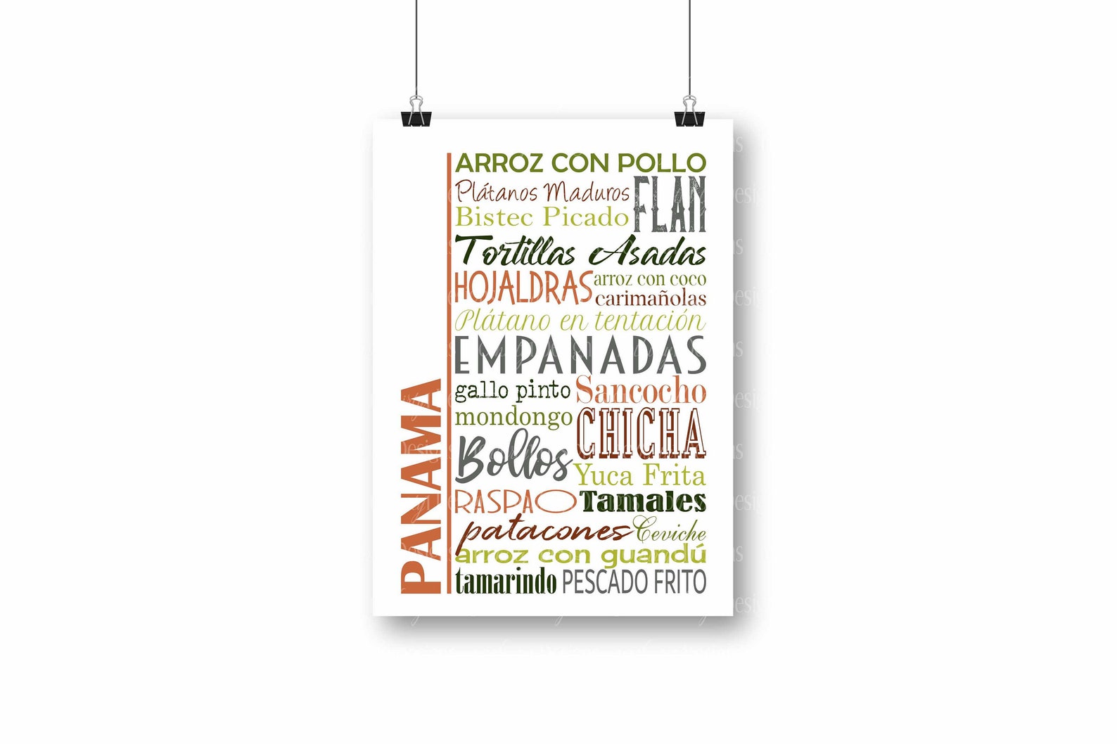 Panama Food Sign Printable Wall Art Traditional Panamanian Dishes Food ...