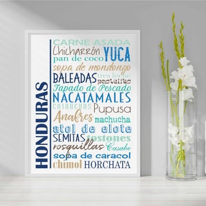 Honduras Food Sign Printable Wall Art Traditional Honduran - Etsy