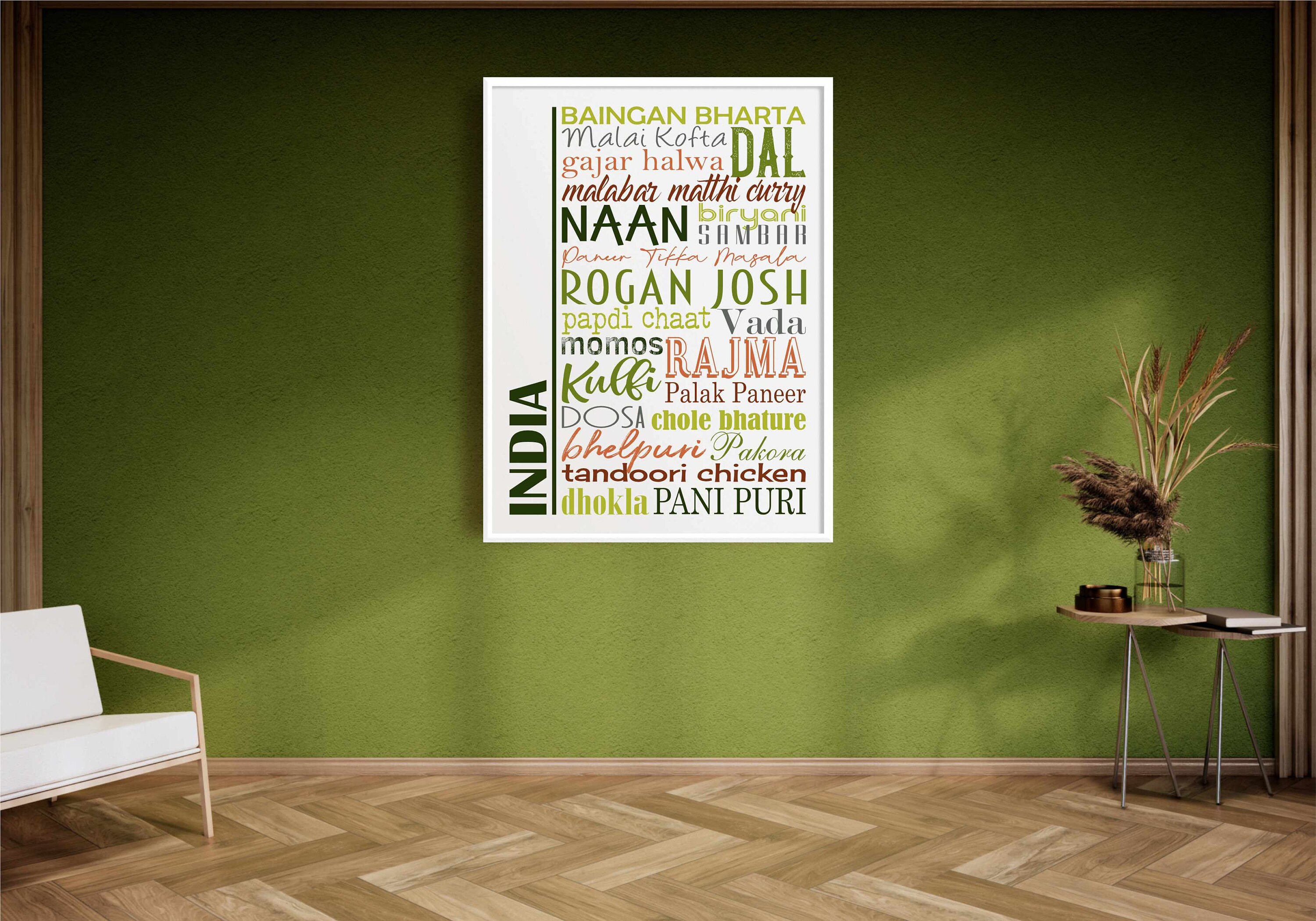 India Food Sign Printable Wall Art Traditional Indian Dishes Food List ...