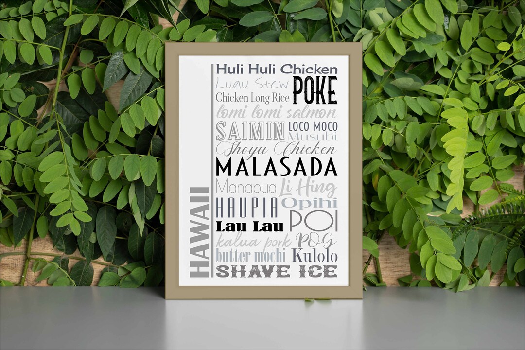 Hawaii Food Sign Printable Wall Art Traditional Hawaiian Dishes Food ...