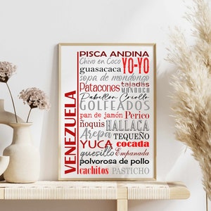 Venezuela Food Sign Printable Wall Art Traditional Venezuelan Dishes ...