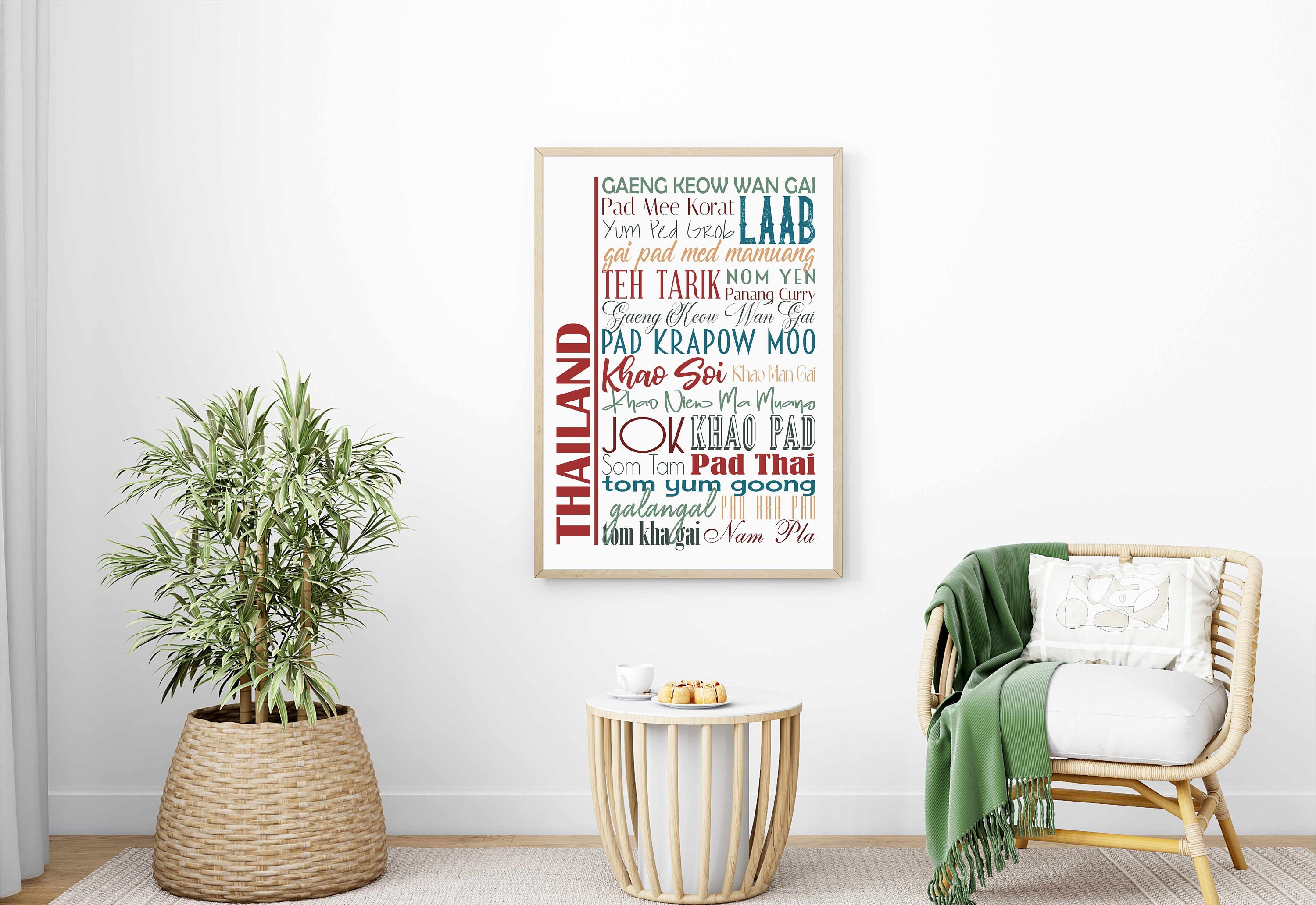 Thailand Food Sign Printable Wall Art Traditional Thai Dishes Food List ...