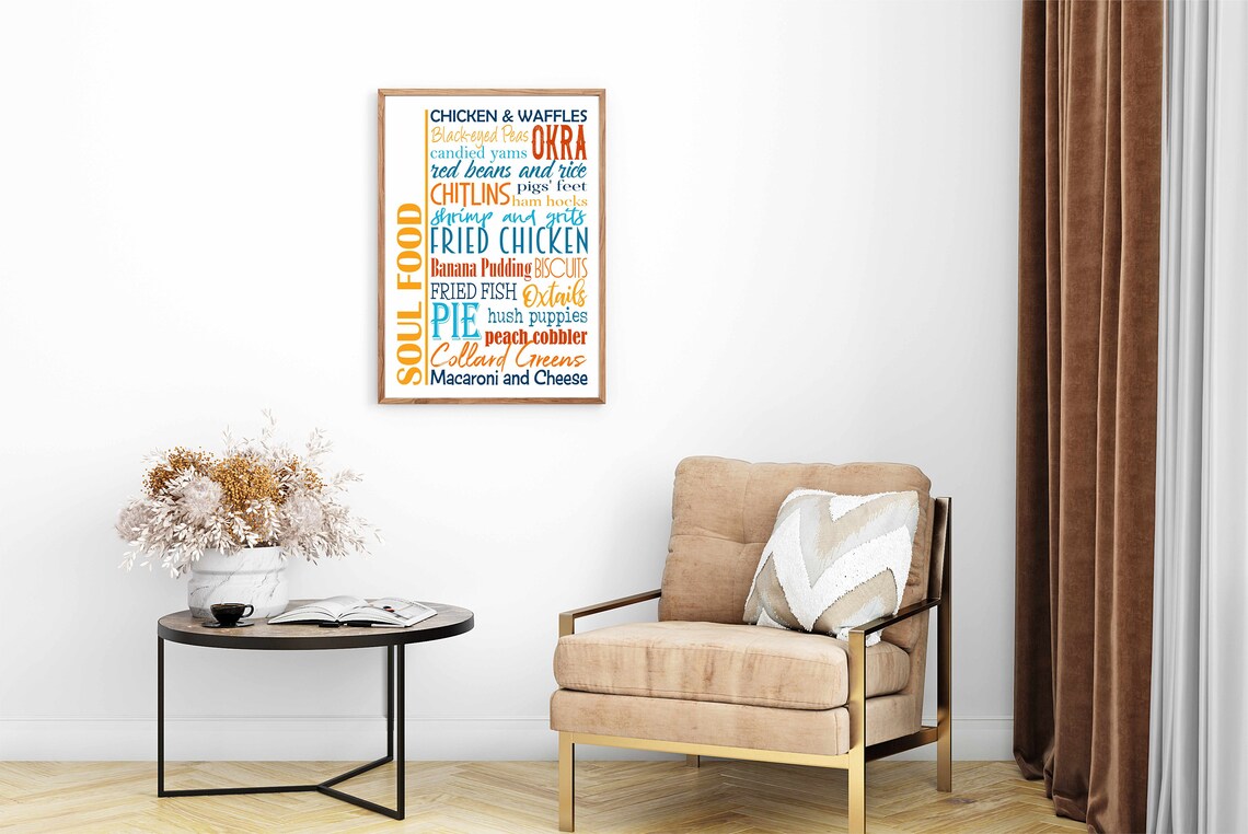 Soul Food Sign Printable Wall Art Traditional Southern Soul Food Dishes ...