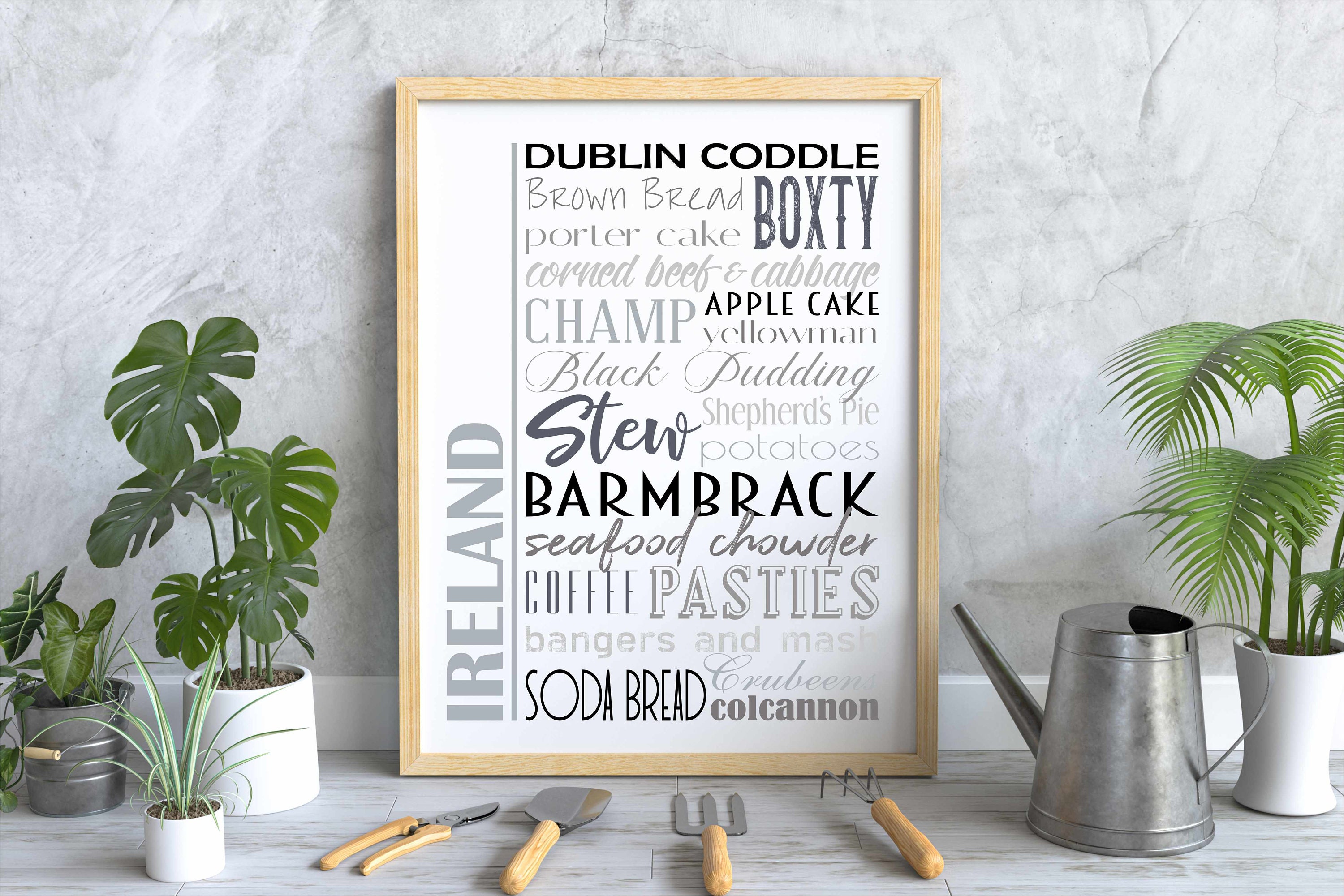 Ireland Food Sign Printable Wall Art Traditional Irish Dishes Food List ...
