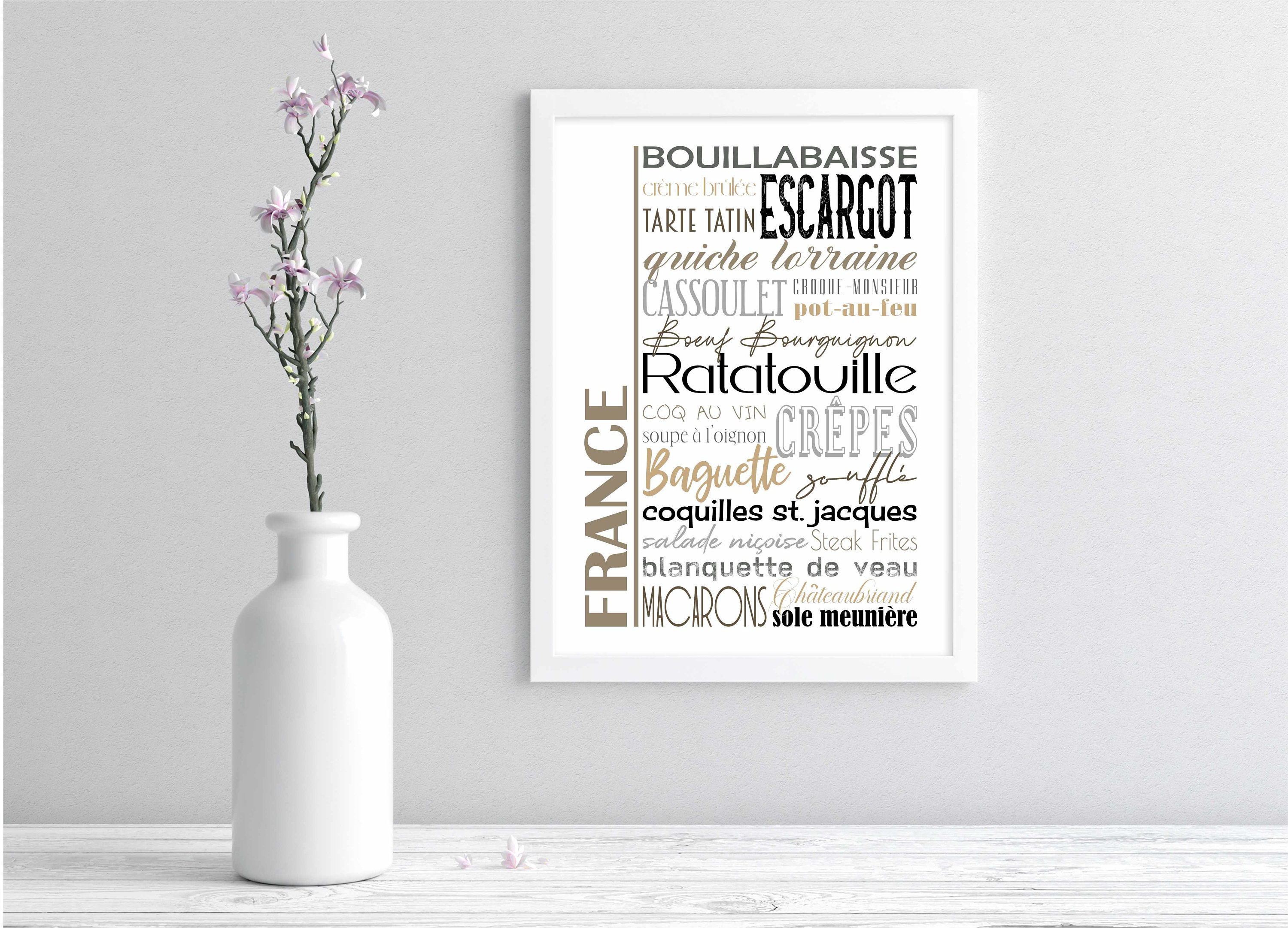 France Food Sign Printable Wall Art Traditional French Dishes Food List ...