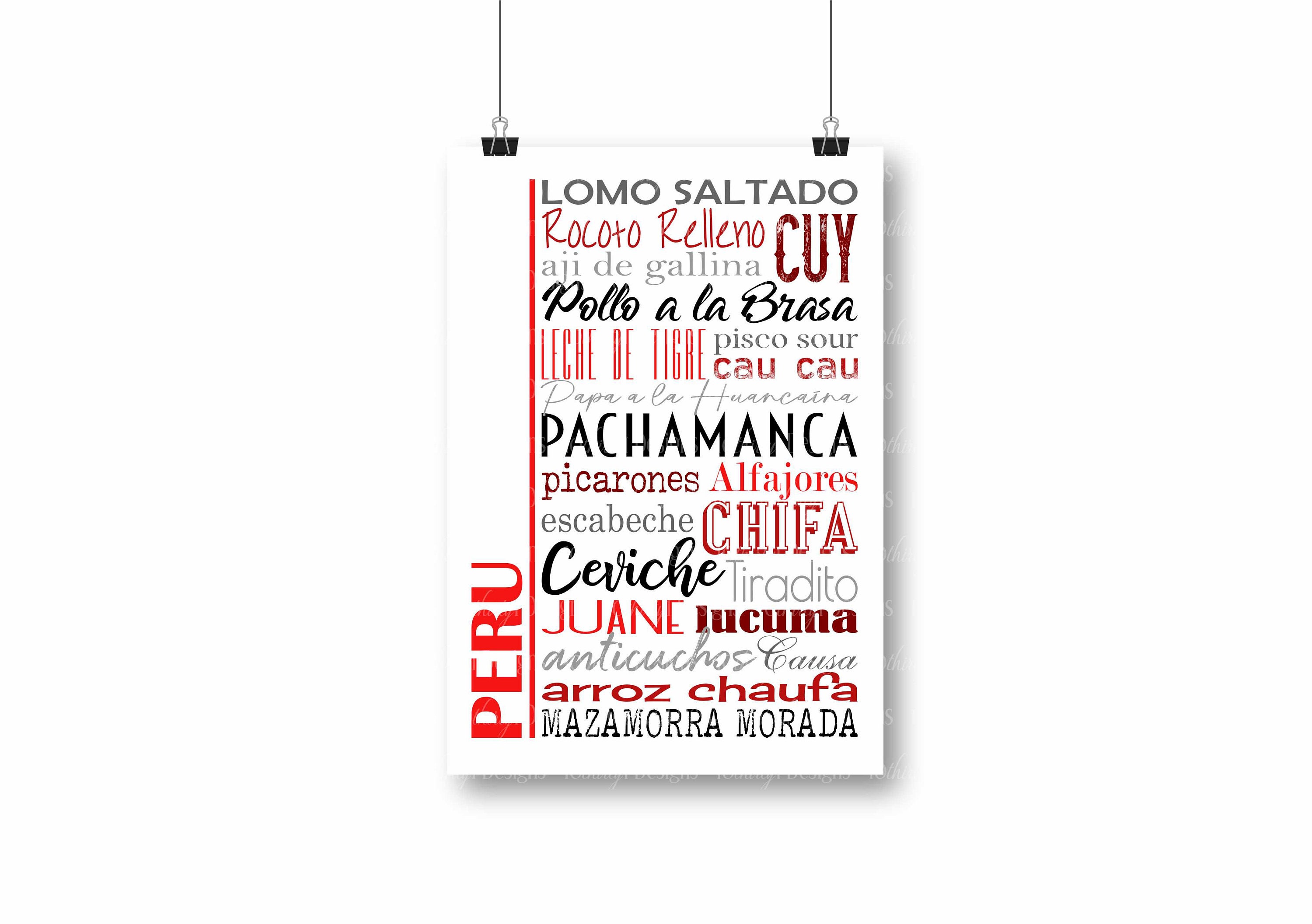 Peru Food Sign Printable Wall Art Traditional Peruvian Dishes Food List ...