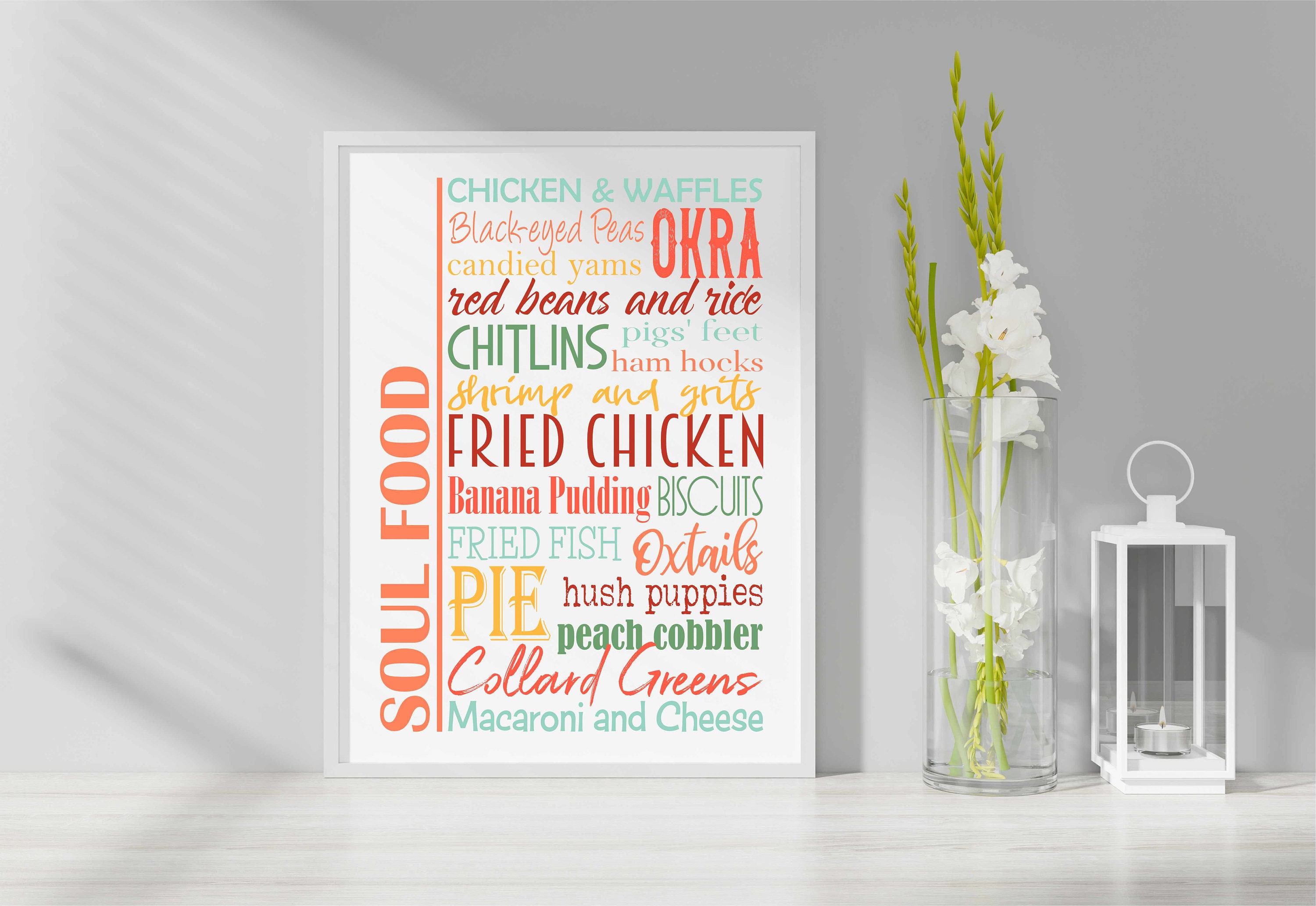 Soul Food Sign Printable Wall Art Traditional Southern Soul Food Dishes ...