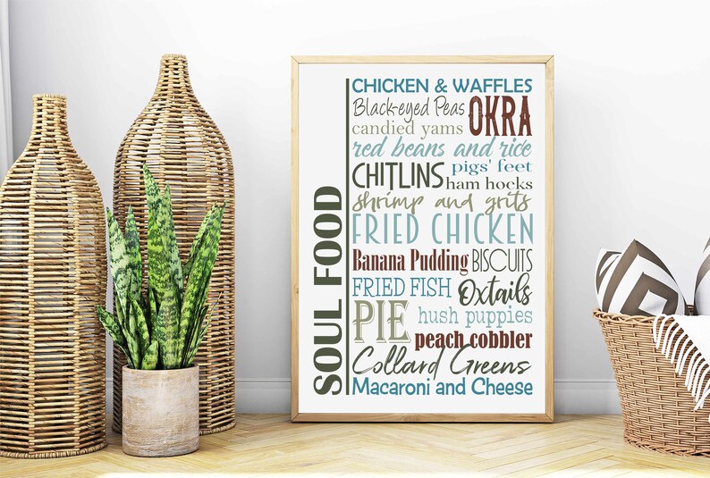 Soul Food Sign Printable Wall Art Traditional Southern Soul Food Dishes ...