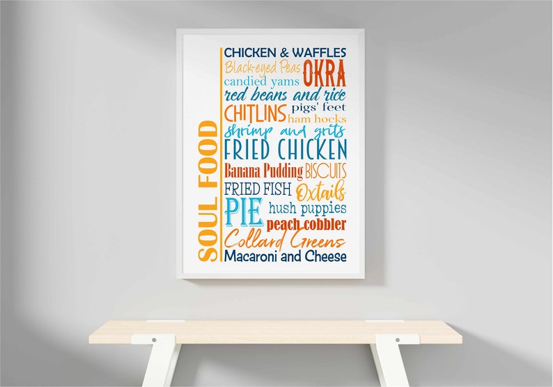 Soul Food Sign Printable Wall Art Traditional Southern Soul Food Dishes ...