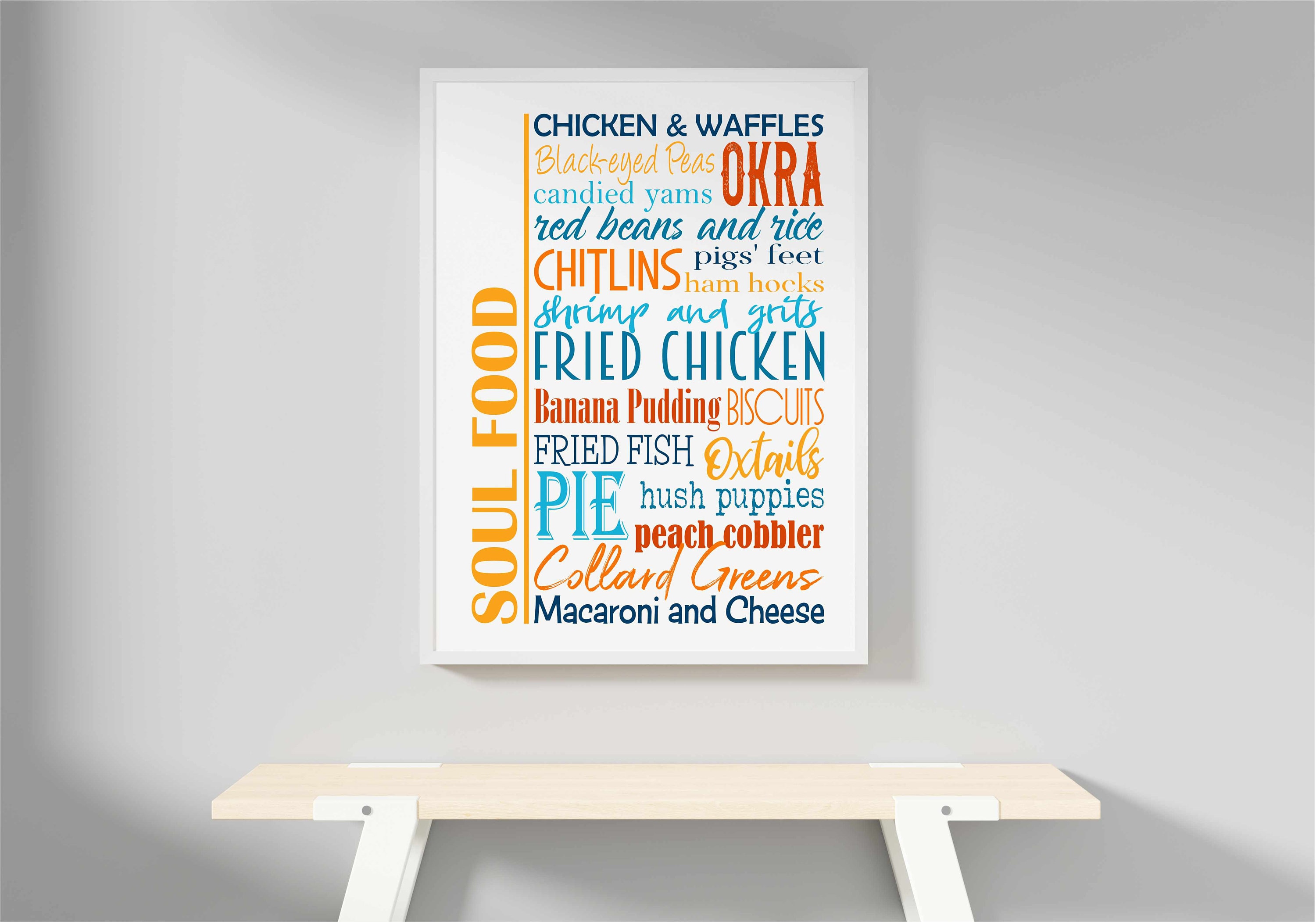 Soul Food Sign Printable Wall Art Traditional Southern Soul Food Dishes ...