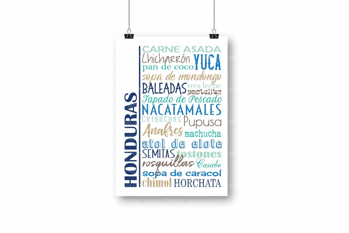 Honduras Food Sign Printable Wall Art Traditional Honduran - Etsy