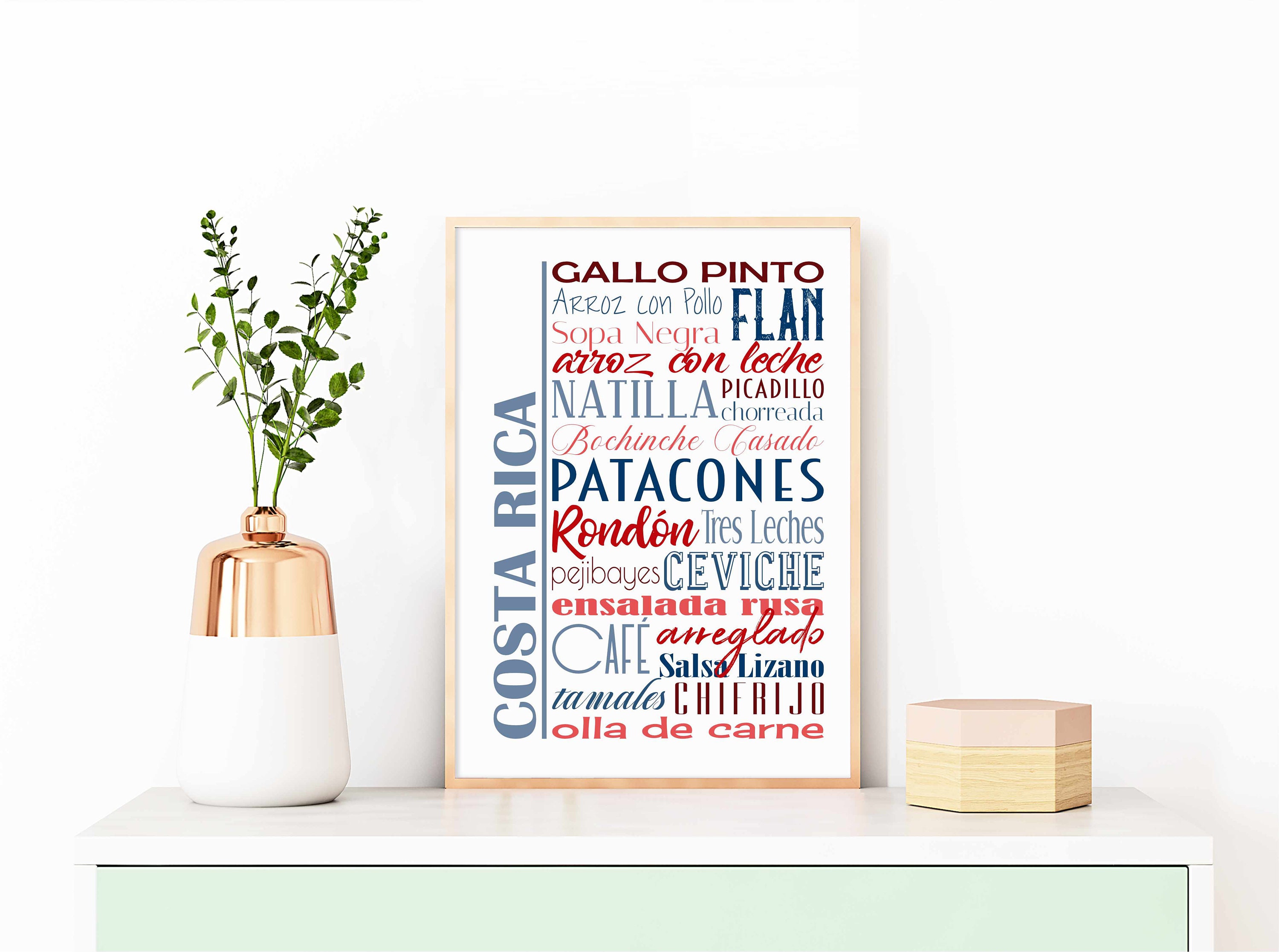 Costa Rica Food Sign Printable Wall Art Traditional Costa Rican Dishes ...