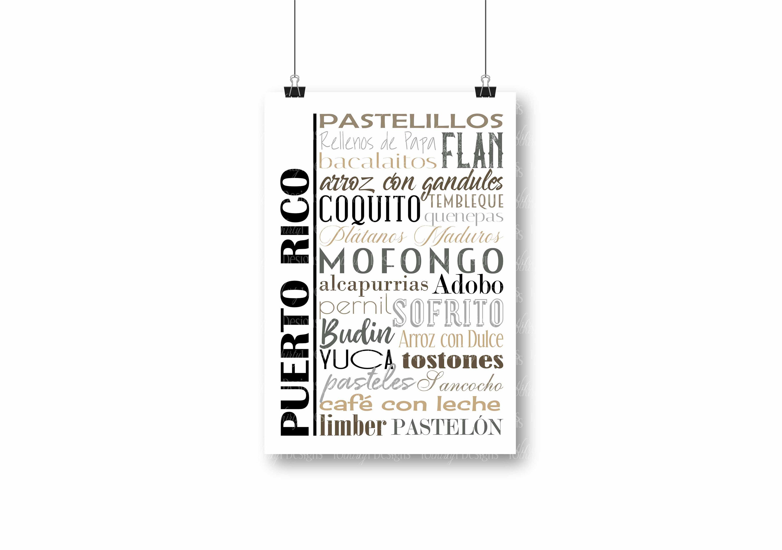 Puerto Rico Food Sign Printable Wall Art Traditional Puerto Rican ...