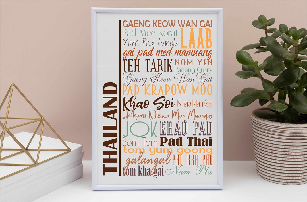 Thailand Food Sign Printable Wall Art Traditional Thai - Etsy