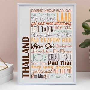 Thailand Food Sign Printable Wall Art Traditional Thai - Etsy